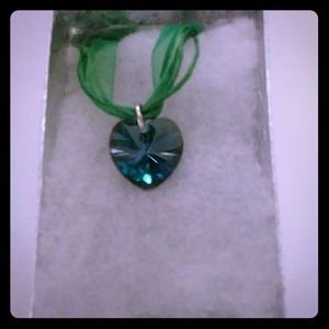 Jewelry | Forest Green Crystal Heart Necklace | Poshmark